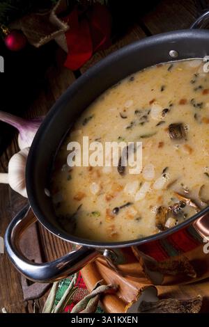 Christmas mushroom soup Stock Photo - Alamy