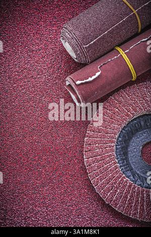 Emery paper flap grinding wheels on polishing sheet Stock Photo - Alamy