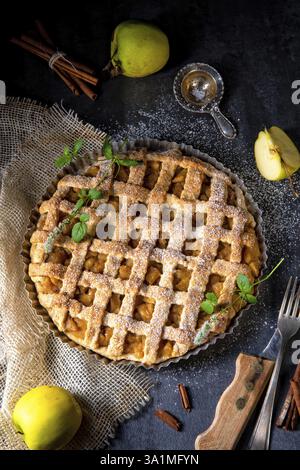 Tasty Apple pie with lattice upper crust Stock Photo - Alamy