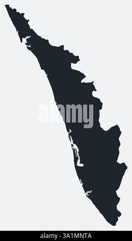 Simple outline map of Kerala is a state of India. Stylized minimal line ...