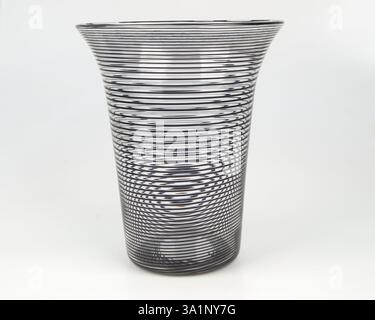 Antique 1930s Stevens and Williams Art Deco black and clear threaded ...