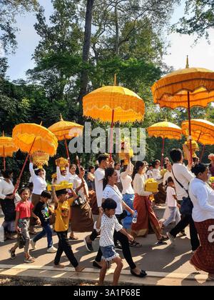 A Buddhist religious procession in progress at the Angkor Wat ...