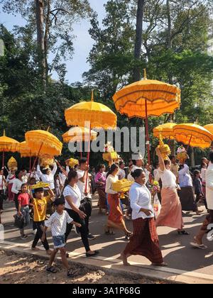 A Buddhist religious procession in progress at the Angkor Wat ...