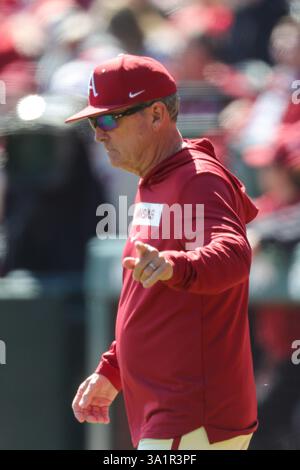 March 9, 2025: Arkansas Head Coach Dave Van Horn has a discussion with ...