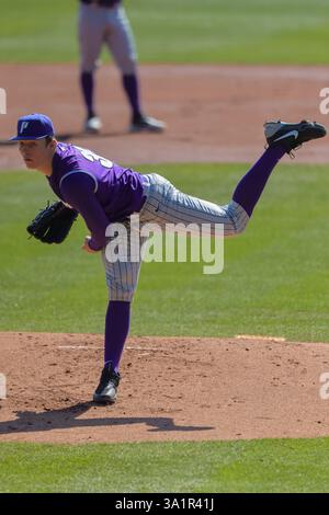 March 9, 2025: Portland pitcher Ryan Rembisz (30) watches the ball he ...