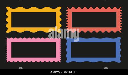 Set of rectangle shape frames with zigzag edge. Uneven zigzag rectangular shapes. Jagged ...