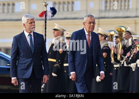 Czech President Petr Pavel (right) appointed Igor Cerveny (centre), a ...