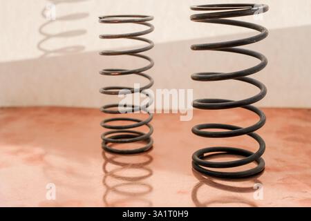 Metal Springs on the Copper Surface. Sunlight. Reflection and Shadow ...