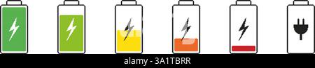 Battery Charge Levels Pixelated Icon Set. Pixel Art Symbol Collection ...