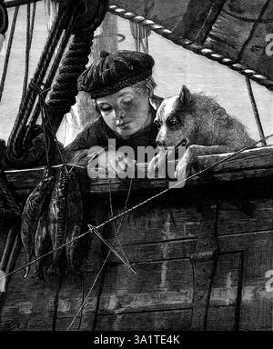 Boy Fishes from Sailboat Stock Photo - Alamy