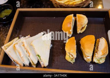 freshly sandwich and burger ready to serve at indoors Stock Photo - Alamy