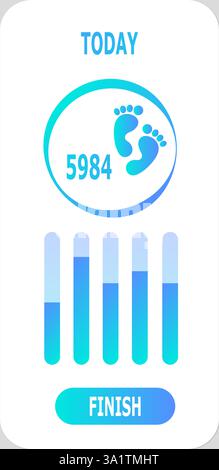 Step counting app interface for mobile phone. Information and ...