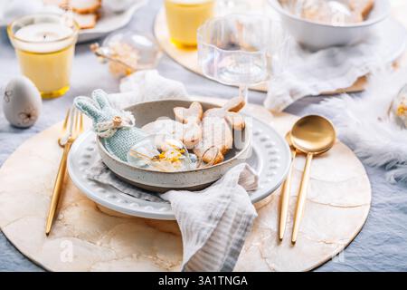 Beautiful holiday Easter table setting Stock Photo - Alamy