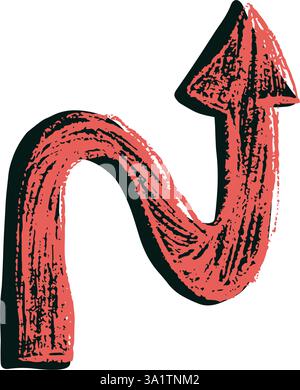 Arrow crayon drawing. Neo brutalist doodle style. Pointer for collage ...