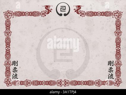 Certificate, diplom karate GOJU RYU OKINAWA karate . Old vintage paper ...