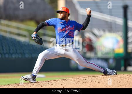 New York Mets pitcher Génesis Cabrera (92) reacts after New York ...