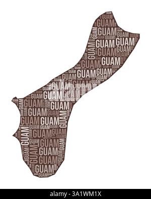 Guam Word Cloud. Country shape with region division. Guam typography ...