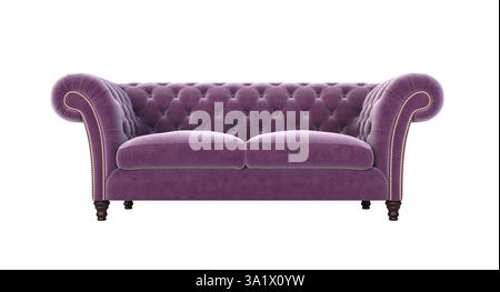 Purple chesterfield sofa isolated on transparent background Stock Photo ...