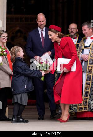 The Princess of Wales is presented with flowers after attending the ...