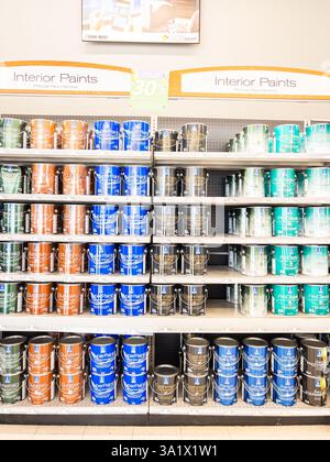 Array of Interior Paint Cans on Store Shelves Stock Photo - Alamy