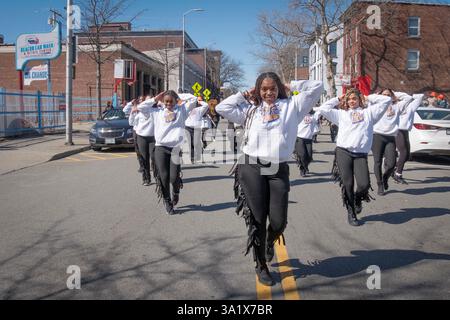 The Marching Cobras dancers preform at the St. Patrick's Day Parade in ...