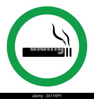 Smoking area sign icon clipart. Smoking area in green and white ...