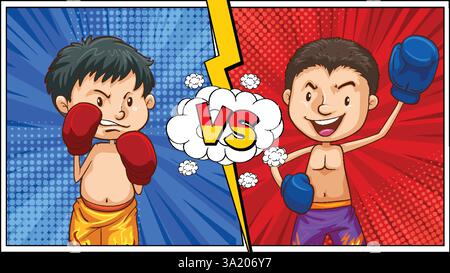 Two cartoon boxers facing off in a ring Stock Vector Image & Art - Alamy