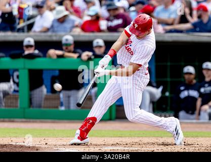 Philadelphia Phillies' Max Kepler hits a single during the seventh ...