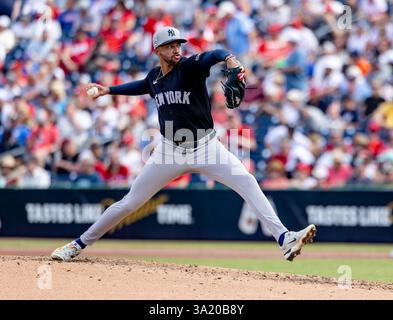 New York Yankees' Devin Williams pitches during the ninth inning of a ...