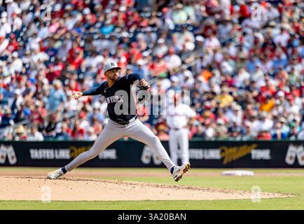 New York Yankees pitcher Devin Williams reacts during the ninth inning ...