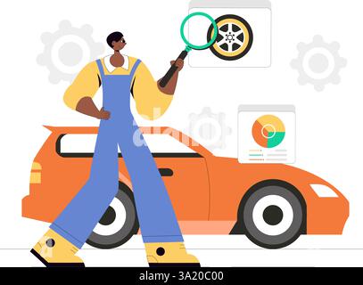 Car Customization and Modifications Vector Illustration featuring a ...