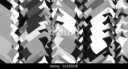 3D geometric pattern. Achromatic graphic seamless background. Grayscale ...