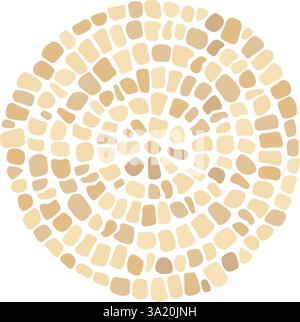 Paved circle pattern tile. Circular brick mosaic. Round radial stone ...
