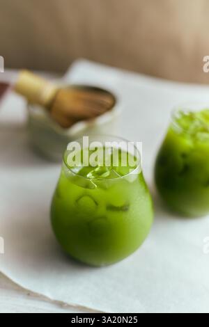 Iced pure matcha green tea, Cafe menu Stock Photo - Alamy
