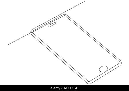 Continuous one line art smartphone mobile phone touch screen gadget ...