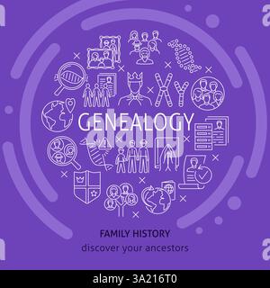Family tree and genealogy round poster. Vector illustration Stock ...