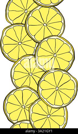 Vertical lemon background. Hand drawn colorful vector illustration in ...