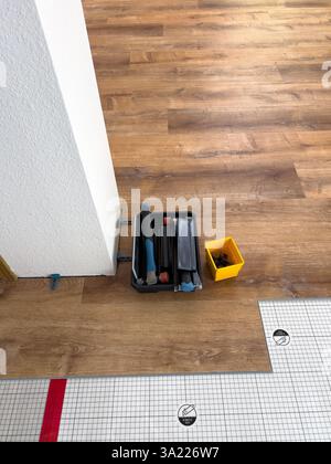 Flooring Installation Tools And Underlayment Preparation Stock Photo ...