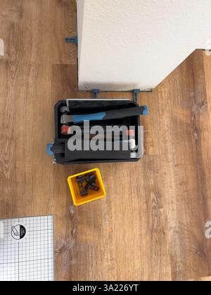 Flooring Installation Tools And Underlayment Preparation Stock Photo ...