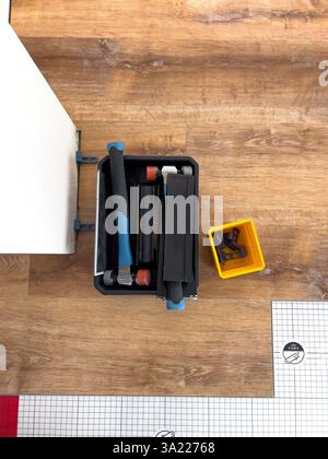 Flooring Installation Tools And Underlayment Preparation Stock Photo ...