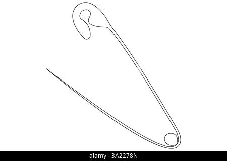 Safety pin continuous one line art drawing of outline vector illustration Stock Vector Image ...