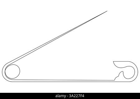 Safety pin continuous one line art drawing of outline vector ...