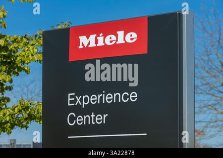 Miele logo sign on a signpost at the Experience Center building Stock ...
