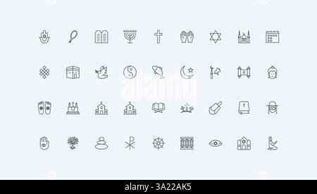 Religious Signs Set. Collection of Symbols of Various Religion and ...