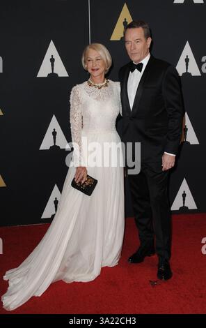 Helen Mirren and Bryan Cranston arriving at the Academy of Motion ...