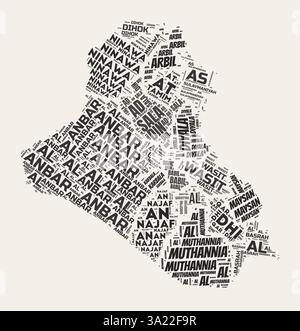 Iraq Text Style Regions. Country region names word clouds in Arabic ...