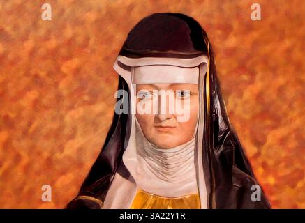 Figure of Hildegard of Bingen, Sibyl of the Rhine, 1098 – 1179, German ...