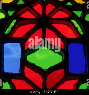 Detail of stained glass window Takhrim in the Rock Palace or Dar al ...