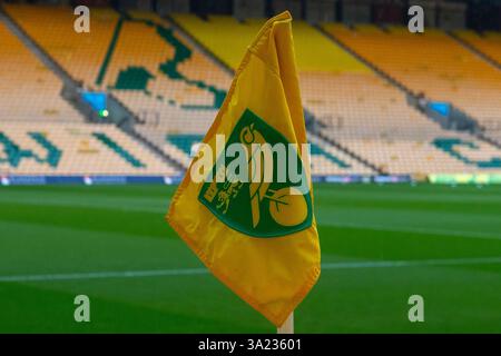 A detailed view of Norwich City corner flag before the Emirates FA Cup ...