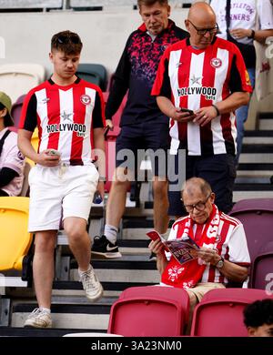Brentford fans in the stands ahead of the Premier League match at the ...